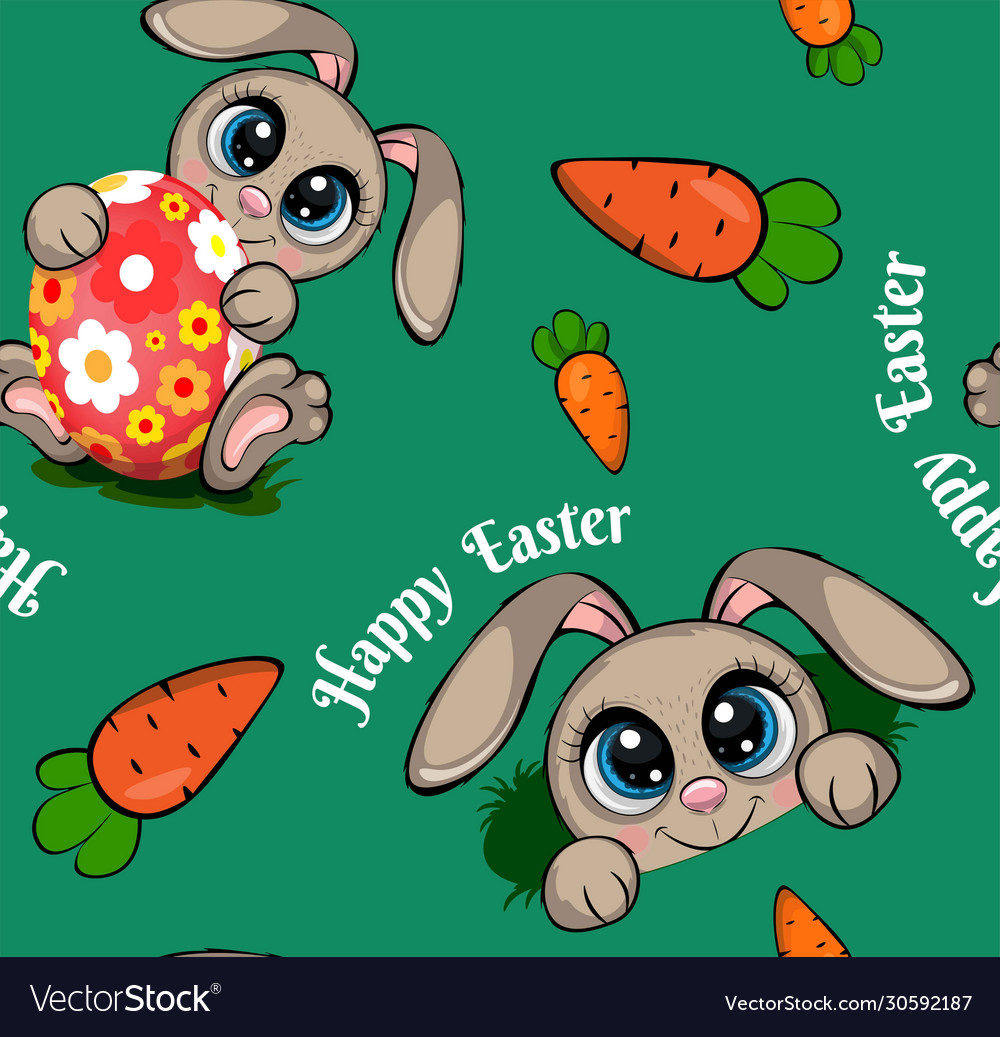 Seamless print pattern rabbits Royalty Free Vector Image
