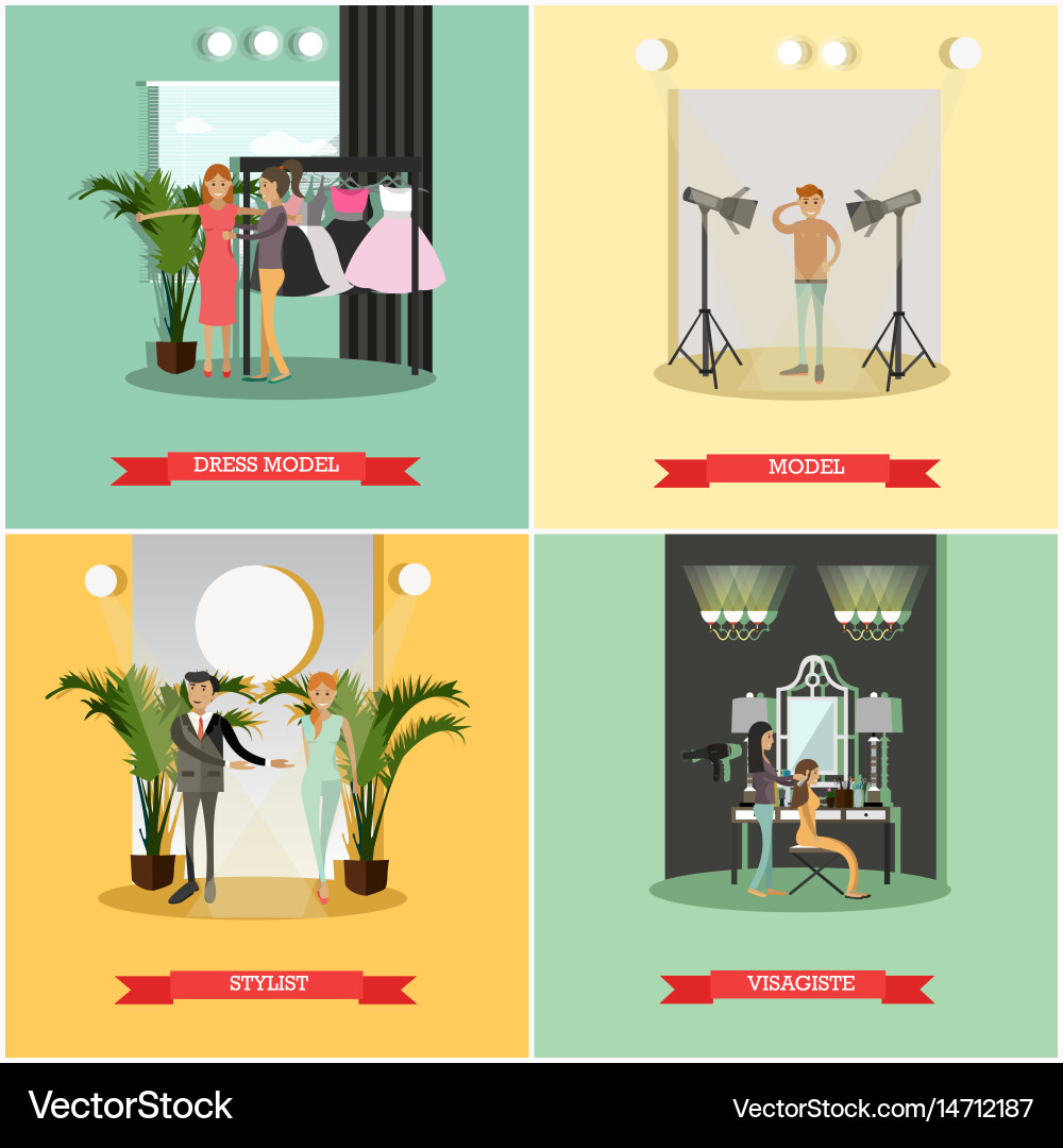 Set of podium concept posters in flat style Vector Image