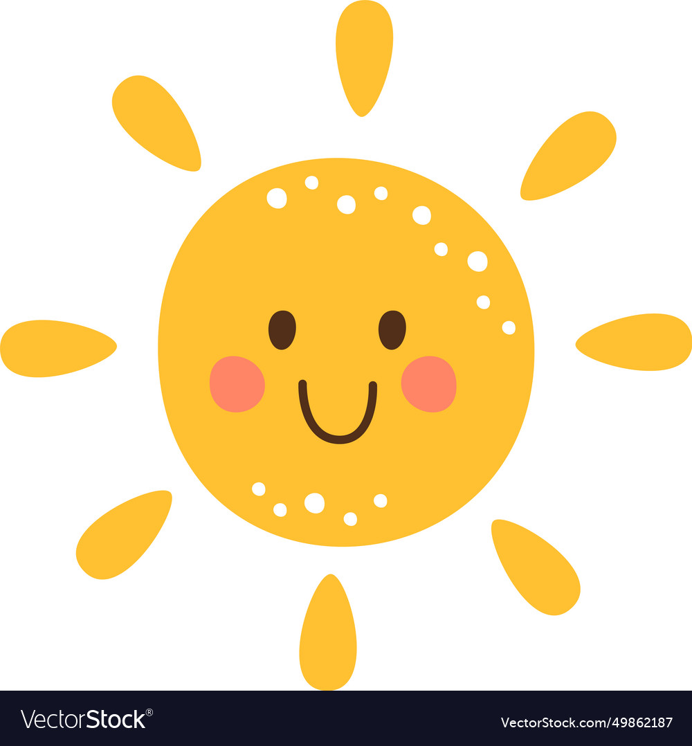 Sun character with face Royalty Free Vector Image