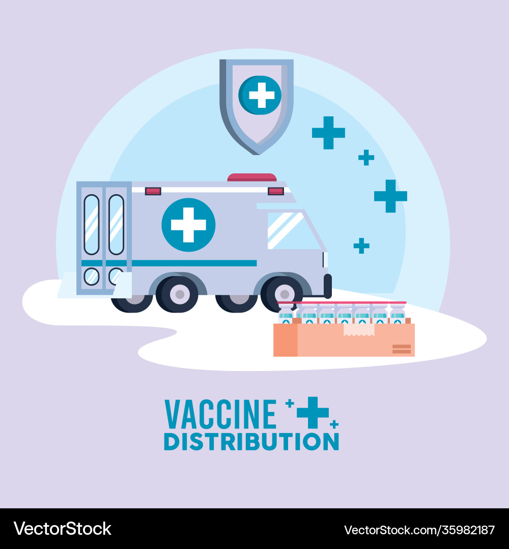 Vaccine distribution logistics theme Royalty Free Vector