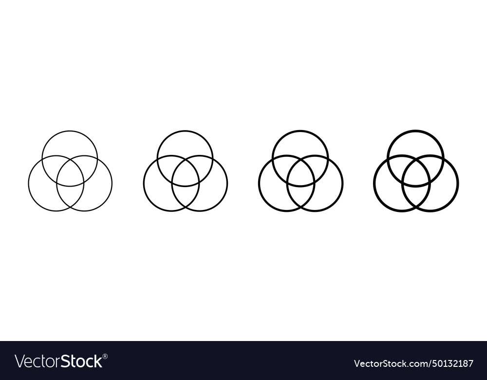 Venn diagram wireframe three overlapping circles Vector Image