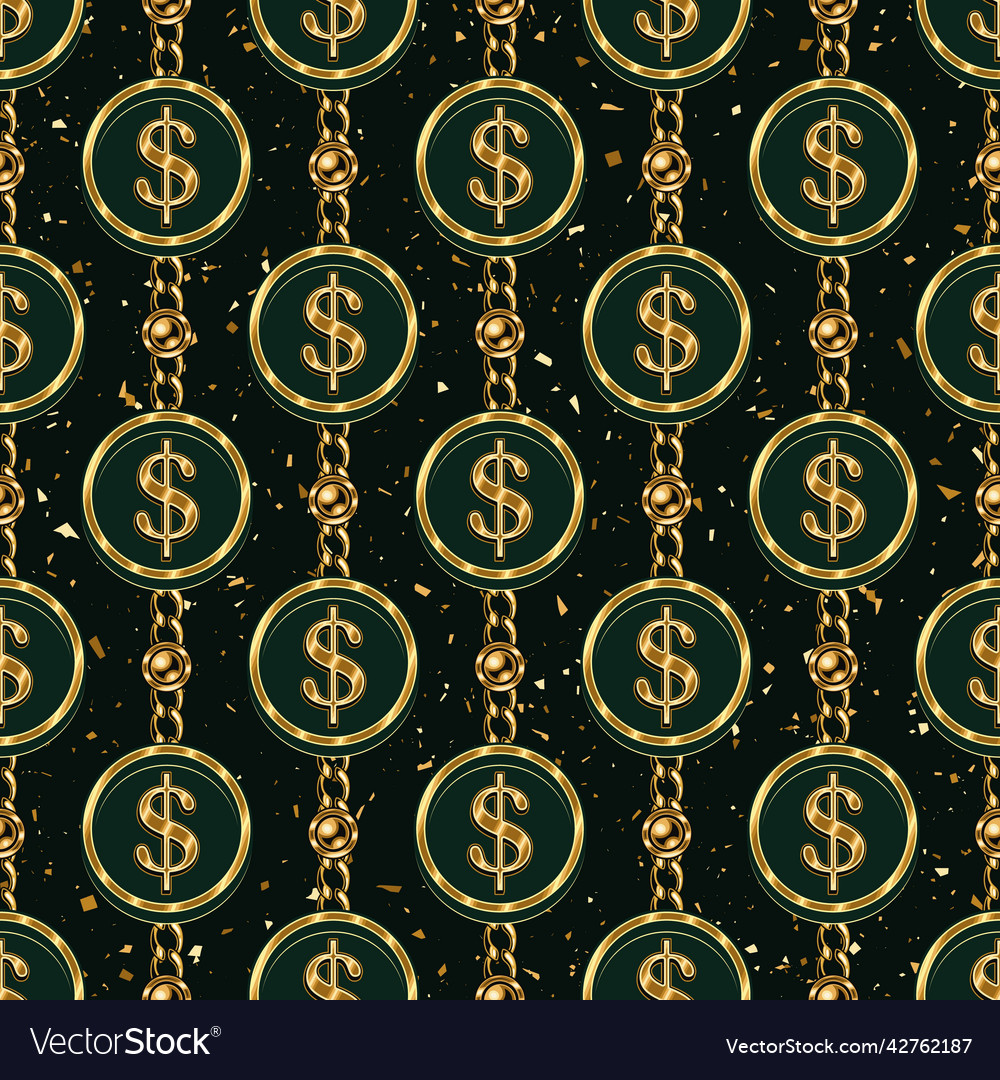 Vertical pattern with chains gold dollar sign Vector Image