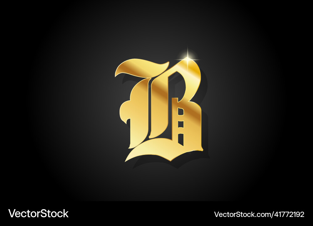 B vintage gold alphabet letter icon logo design Vector Image
