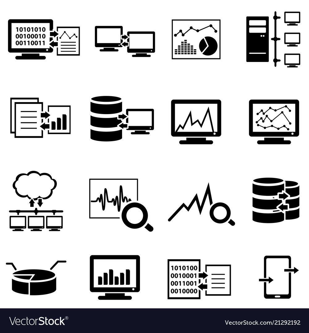 Big data computer and cloud computing web icons Vector Image