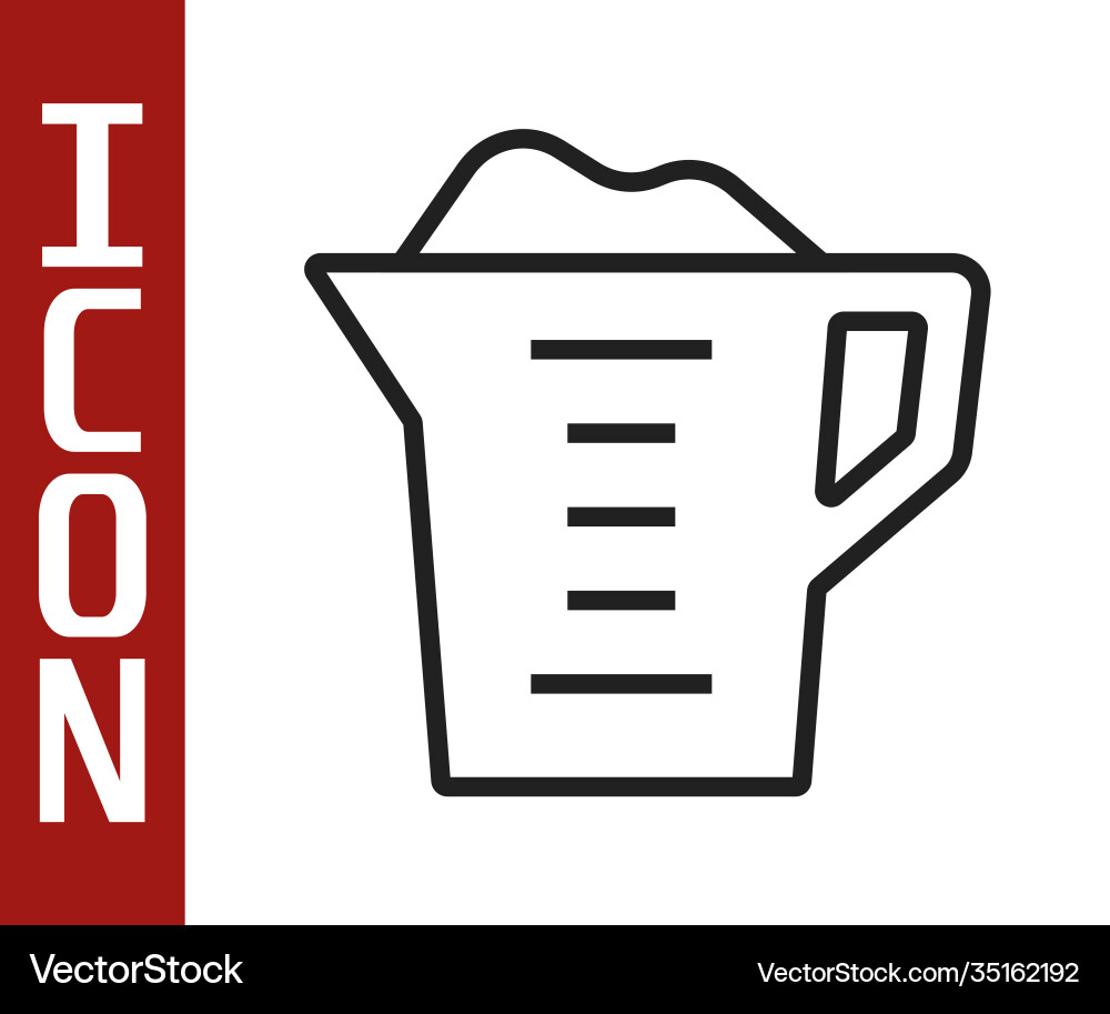 Black line washing powder in a measuring cup icon Vector Image
