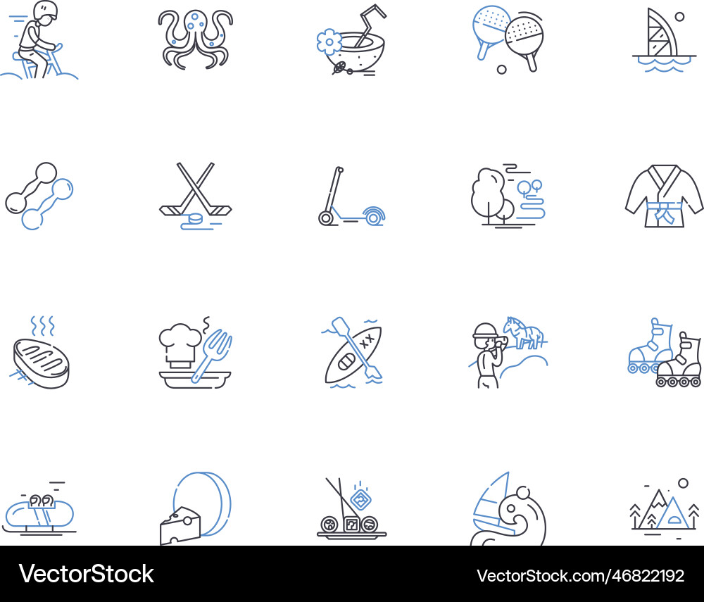 Blissful existence line icons collection serenity Vector Image