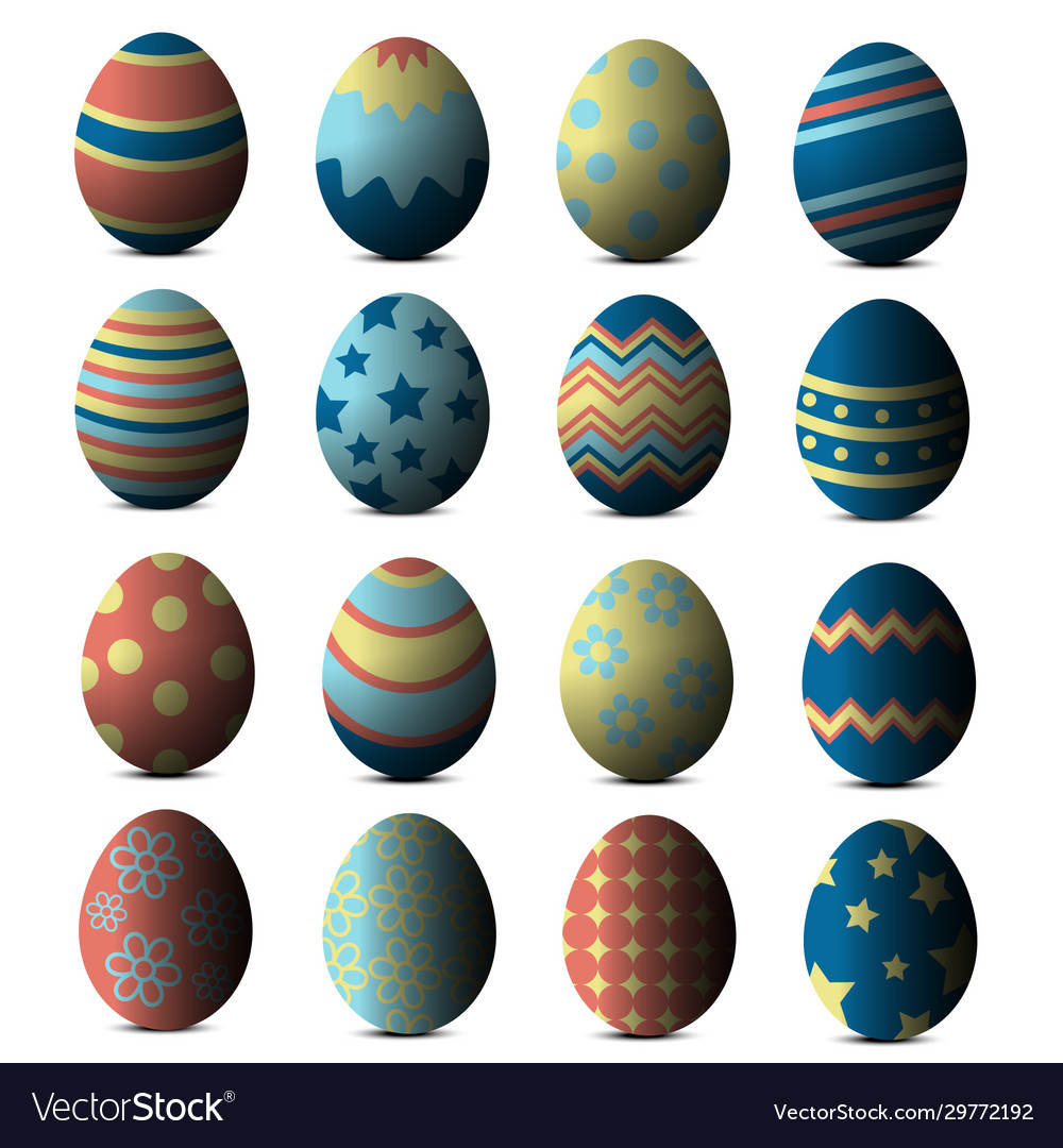 Cartoon colorful easter eggs with patterns Vector Image
