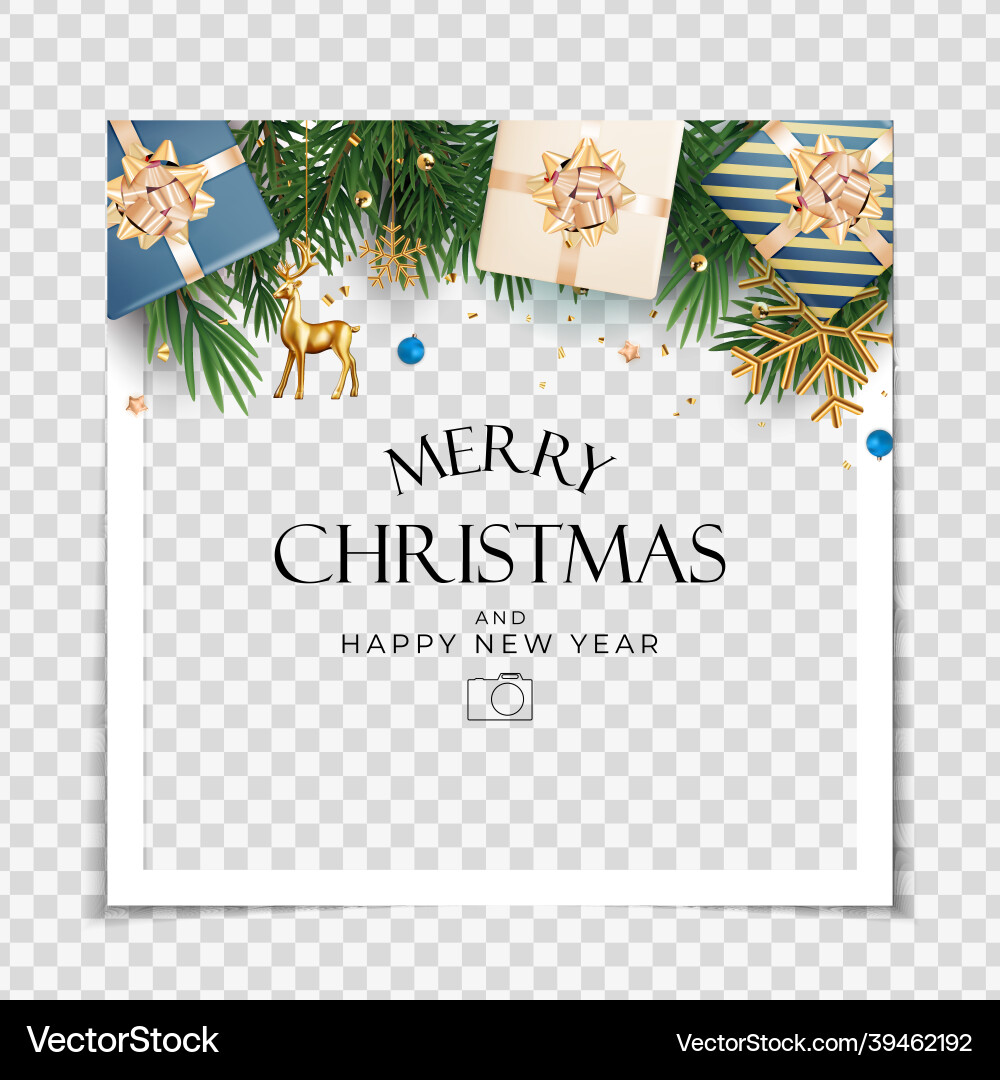 Christmas holiday party photo frame background Vector Image