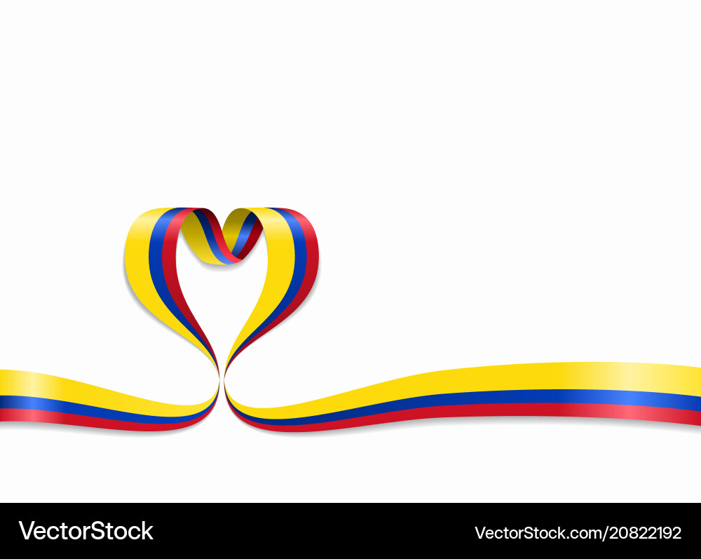 Colombian flag heart-shaped ribbon Royalty Free Vector Image