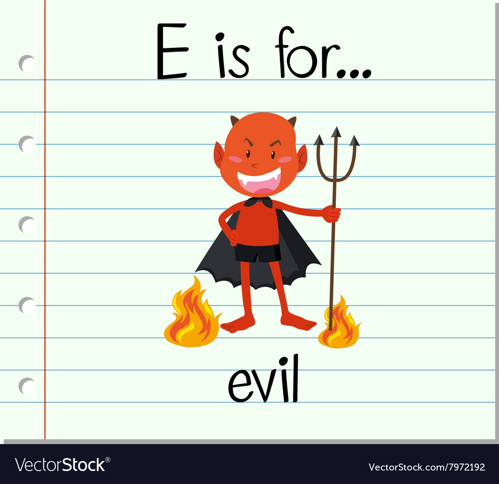 Flashcard letter e is for evil Royalty Free Vector Image