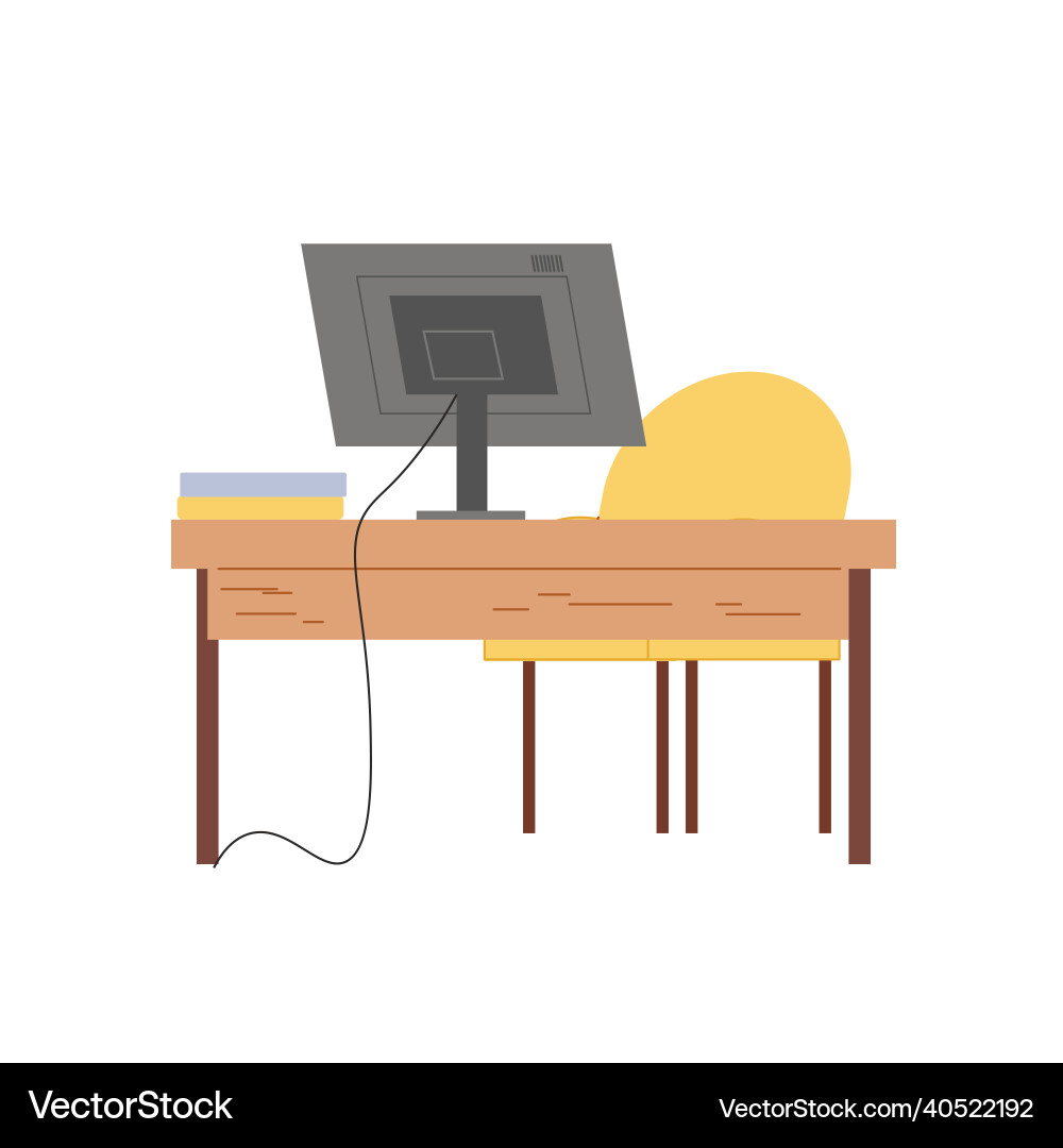 Flat cartoon computer monitor on work desk Vector Image