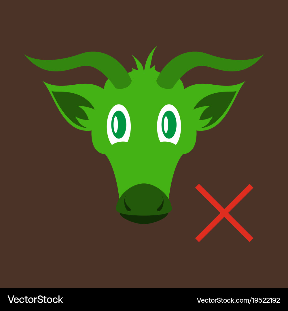 Flat goat head livestock animal grazing Royalty Free Vector