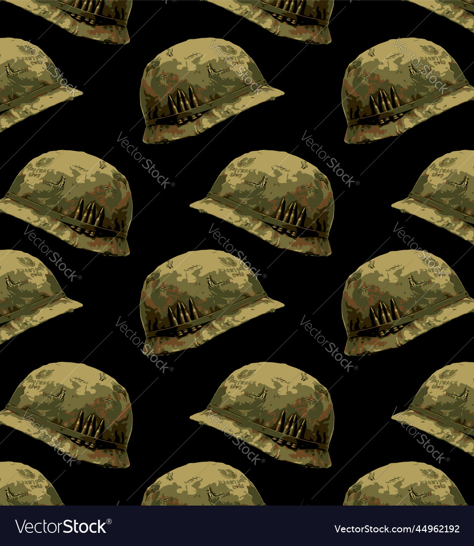 Green background field helmet pattern Royalty Free Vector
