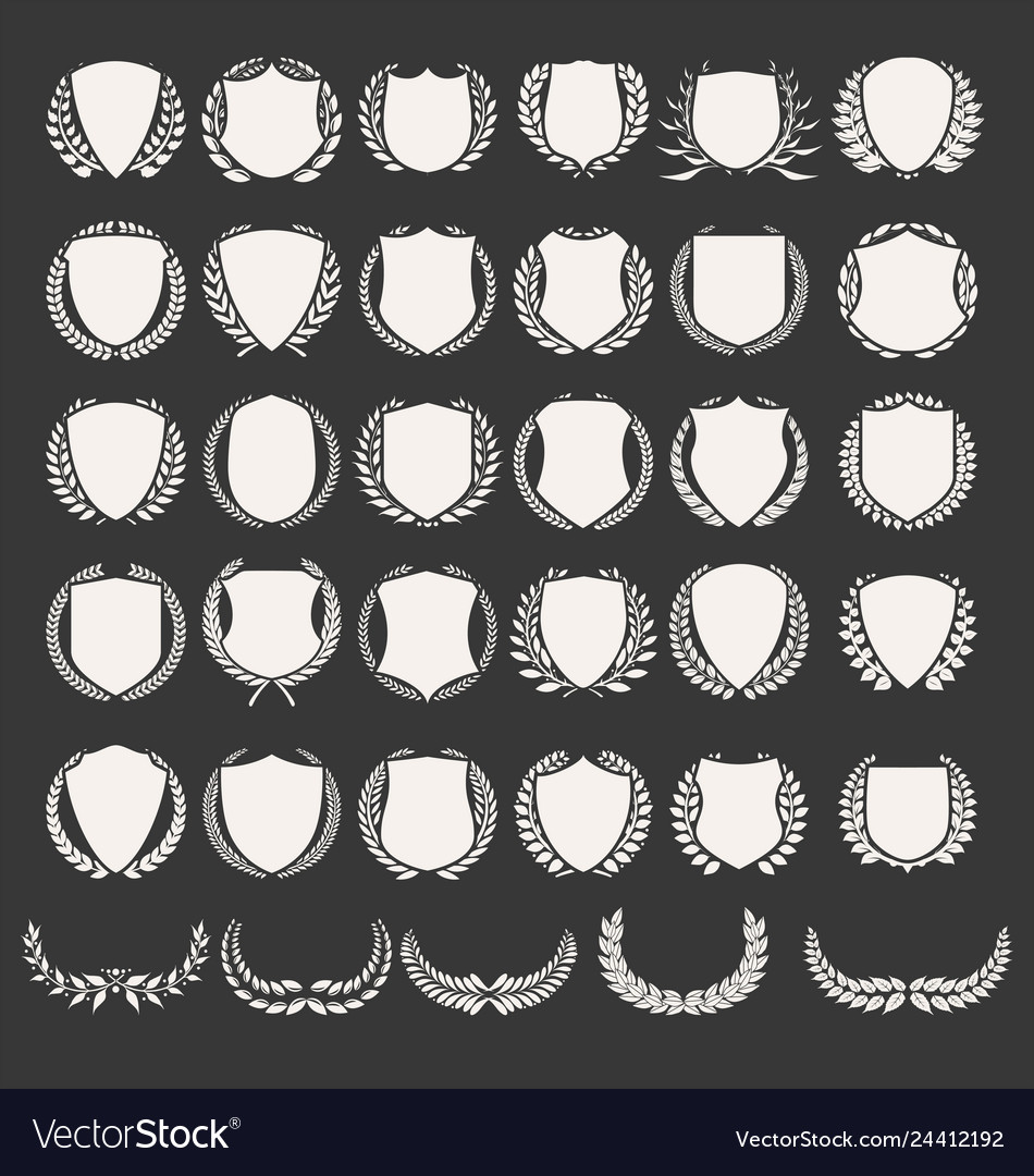 Laurel wreath and shield collection Royalty Free Vector Laurel wreath and shield collection Royalty Free Vector