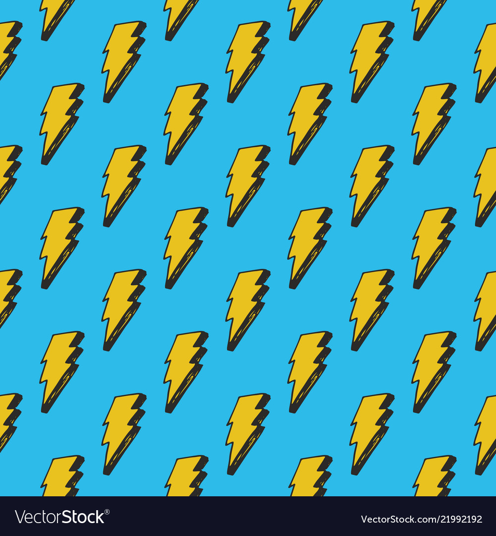 Lightning seamless pattern hand drawn sketched Vector Image