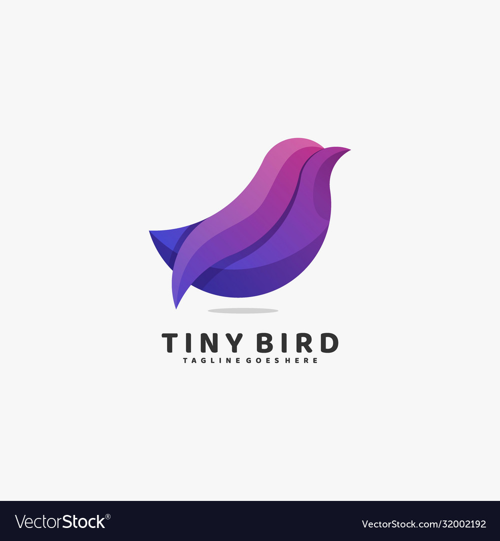Logo tiny bird gradient colorful style Royalty Free Vector