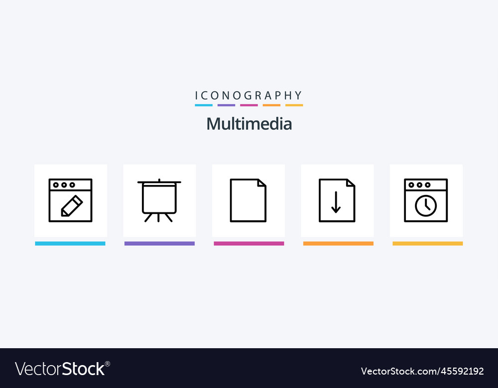Multimedia line 5 icon pack including search Vector Image