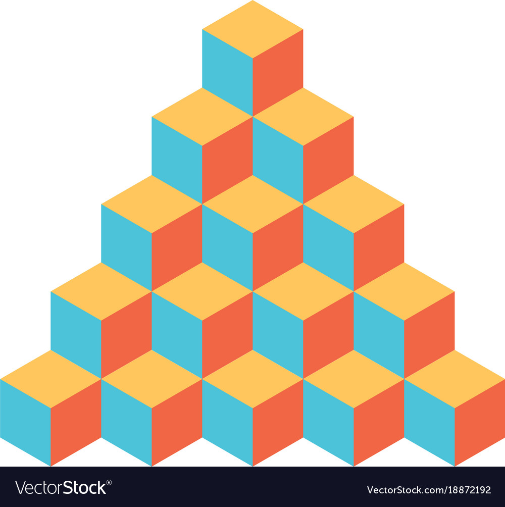 Pyramid cubes 3d isolated Royalty Free Vector Image