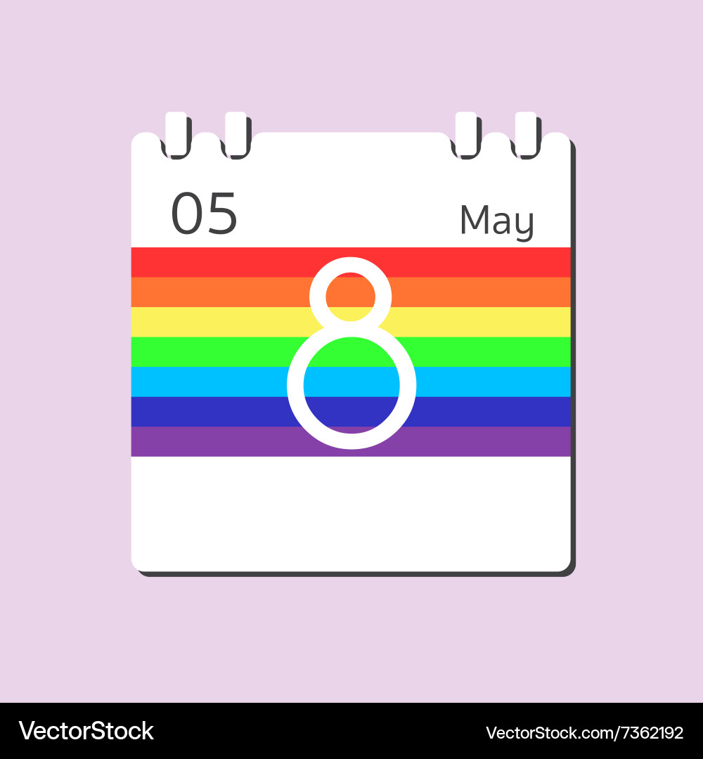 Rainbow calendar icon Royalty Free Vector Image