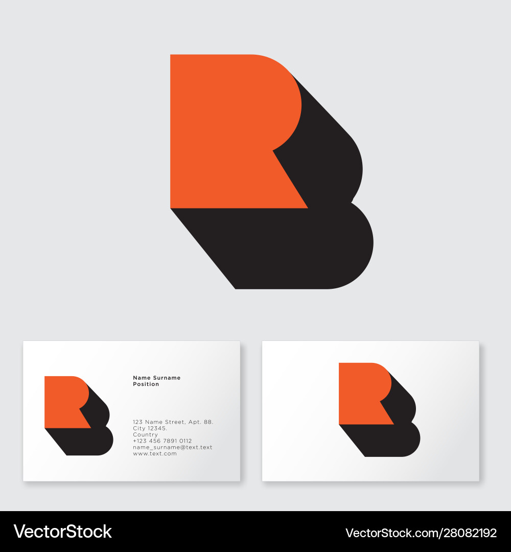 Rb monogram r and b letters logo business card Vector Image