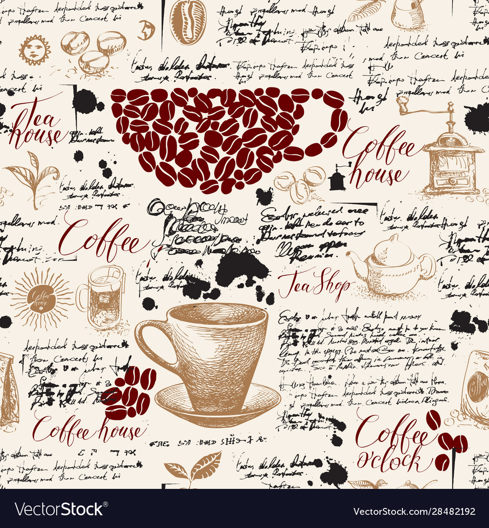 Seamless pattern on theme coffee Royalty Free Vector Image