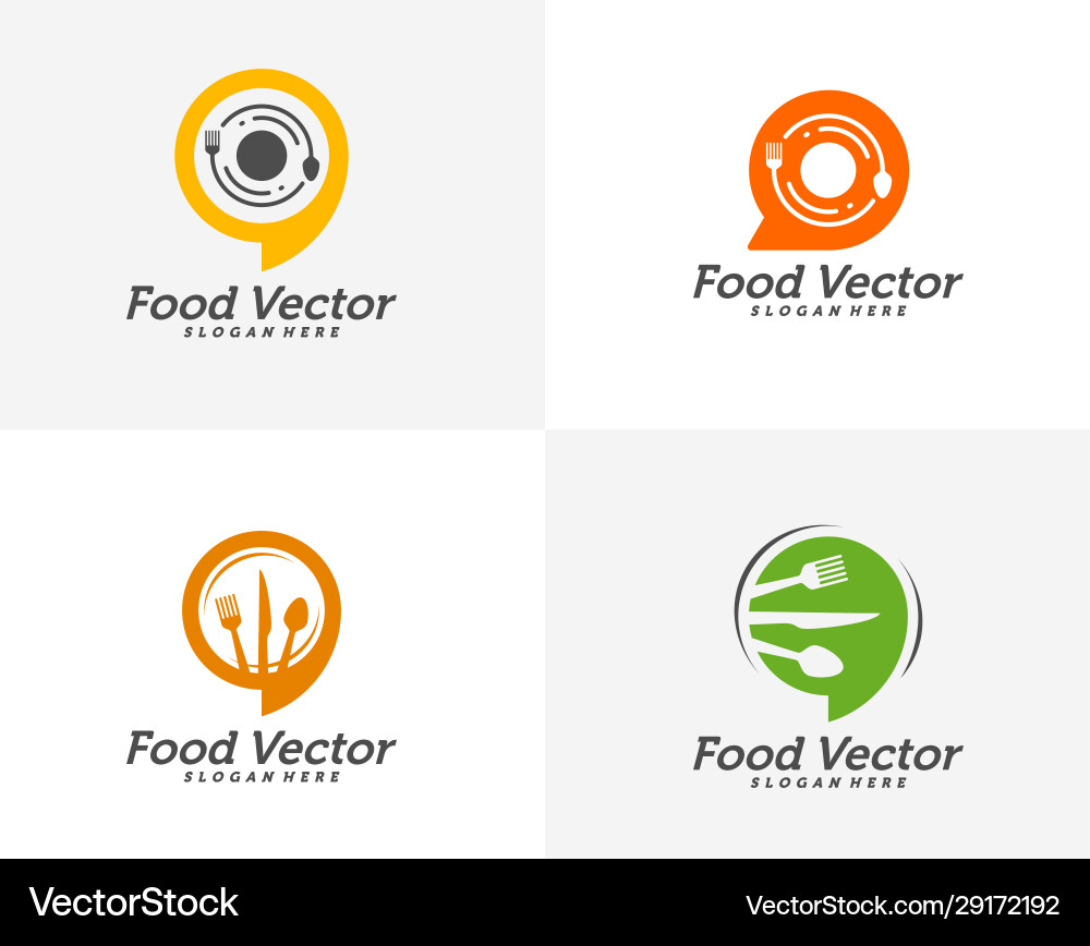 Set food talk logo design restaurant Royalty Free Vector