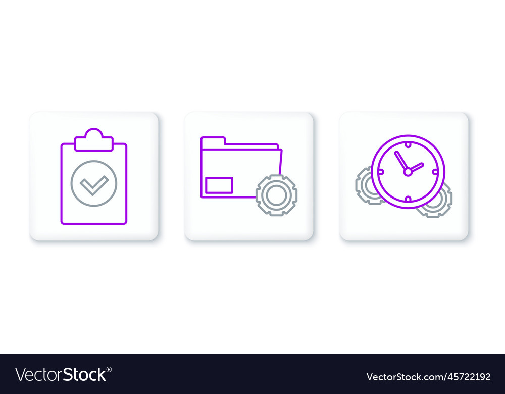 Set line time management completed task Royalty Free Vector Set line time management completed task Royalty Free Vector