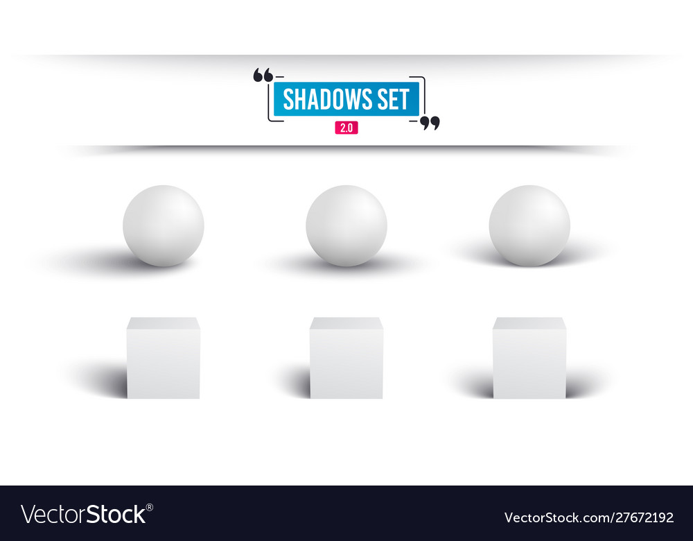 Shadows set realistic sphere and cube Royalty Free Vector