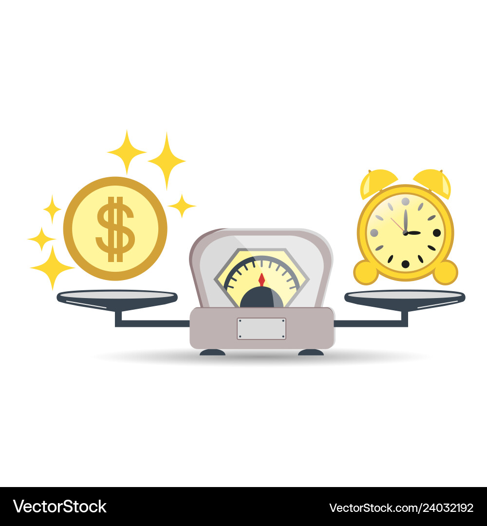 Time is money balance scales Royalty Free Vector Image