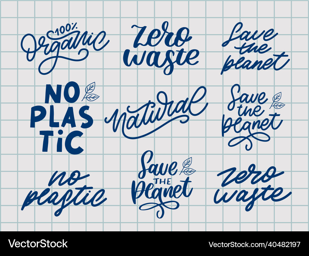 100 natural lettering stamp slogan calligraphy Vector Image