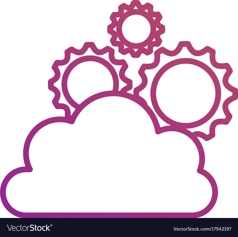 Cloud computing gears solution teamwork network Vector Image
