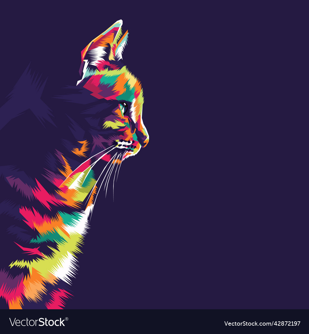 Colorful cat Royalty Free Vector Image - VectorStock