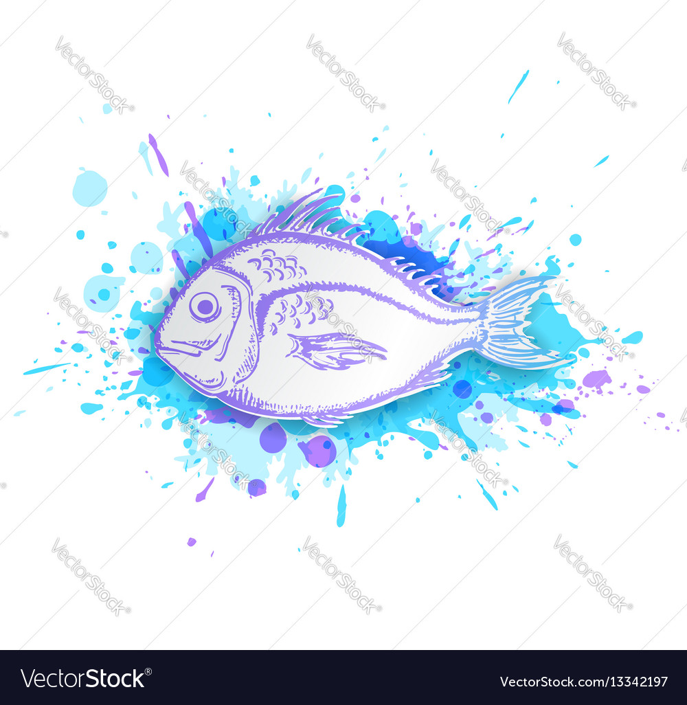 Fish on a blue background Royalty Free Vector Image