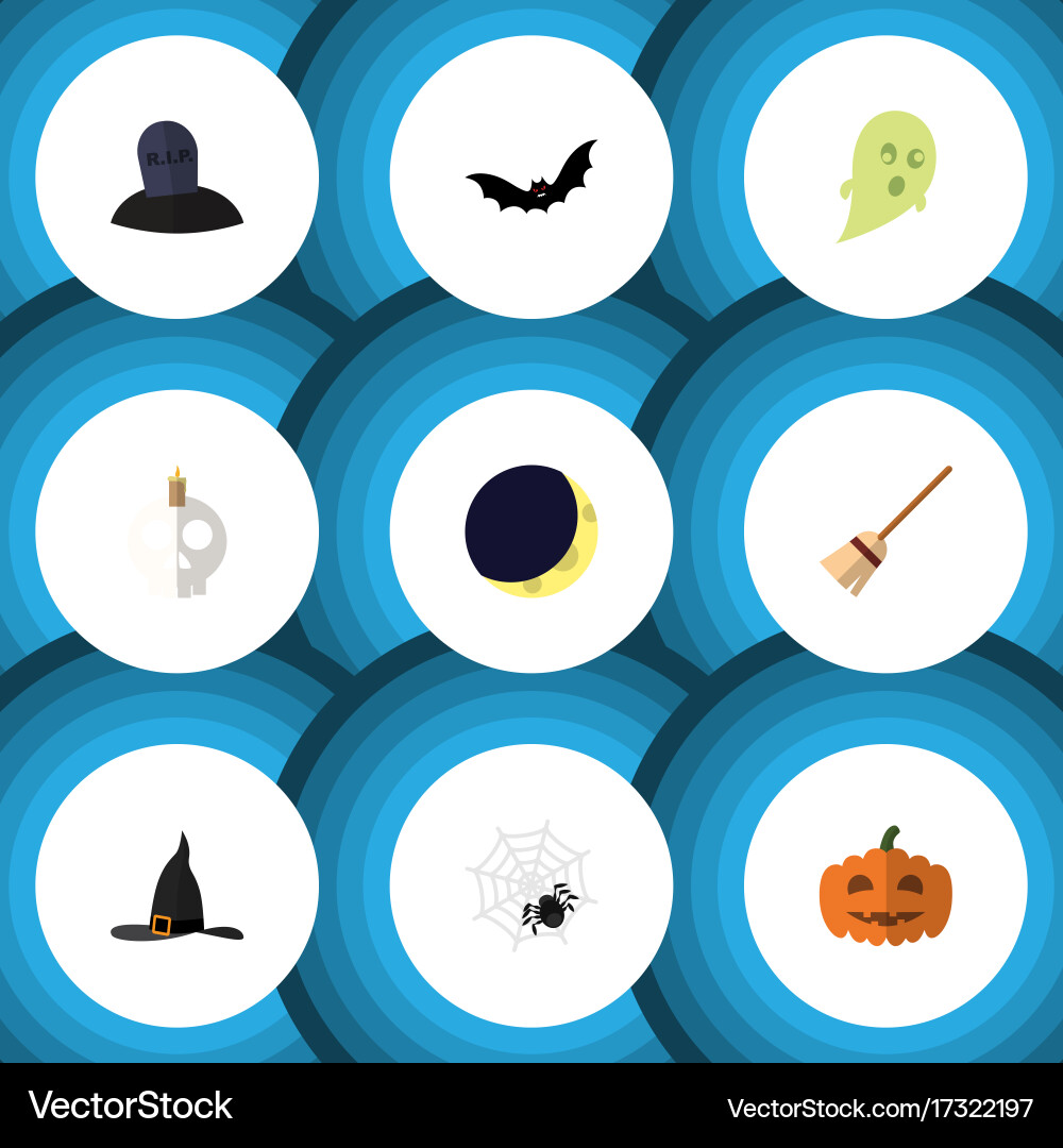 Flat icon halloween of spinner witch cap Vector Image
