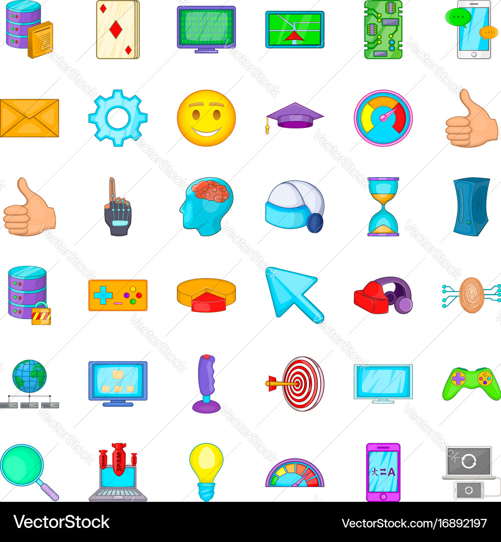 Gamer icons set cartoon style Royalty Free Vector Image