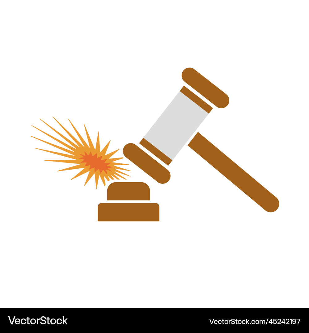 Gavel icon or court ruling or trial Royalty Free Vector