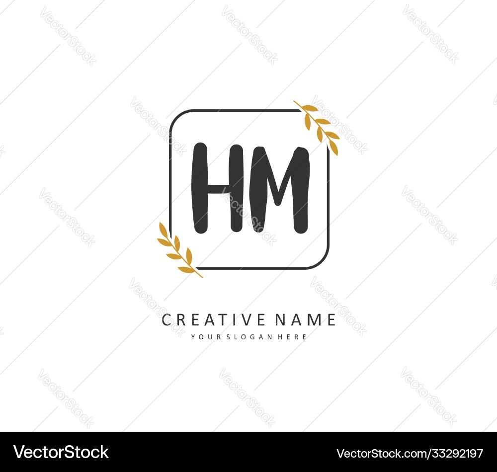 H m hm initial letter handwriting and signature Vector Image