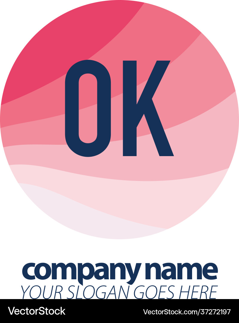 Initial letter ok colorful circle logo design Vector Image