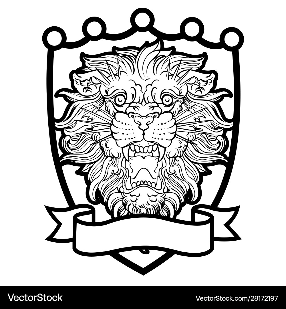 Lion aggry king drawing black amp white Royalty Free Vector