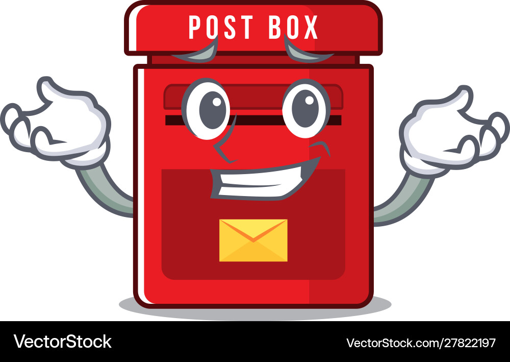 Mailbox clings grinning to cute cartoon wall Vector Image