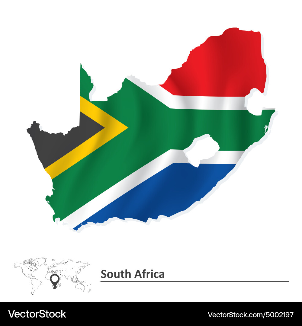 Map south africa with flag Royalty Free Vector Image
