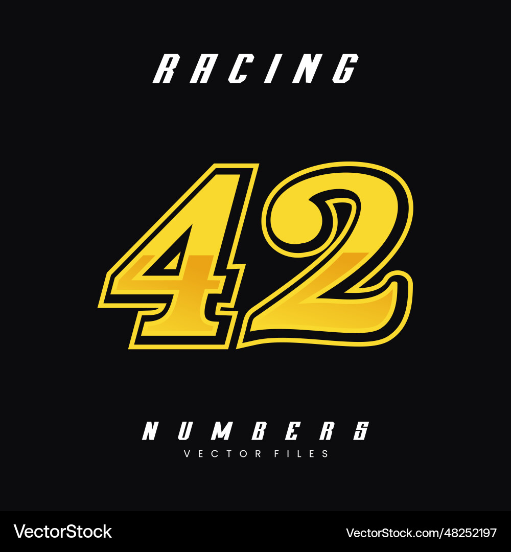 Racing number 42 design template Royalty Free Vector Image