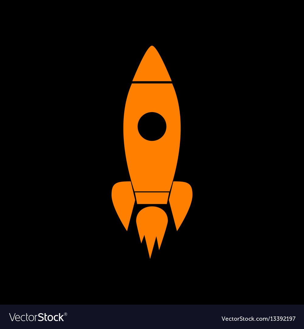 Rocket sign orange icon on black Royalty Free Vector Image Rocket sign orange icon on black Royalty Free Vector Image