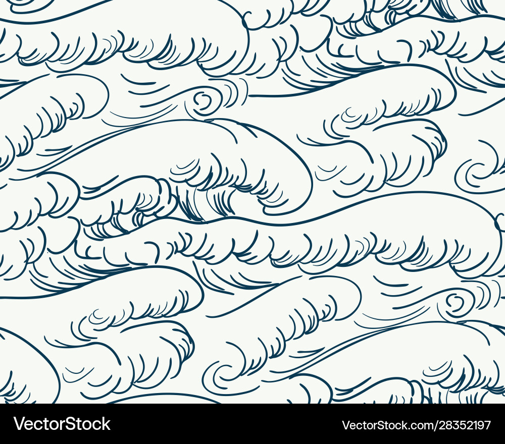 Sea pattern japanese traditional oriental style Vector Image