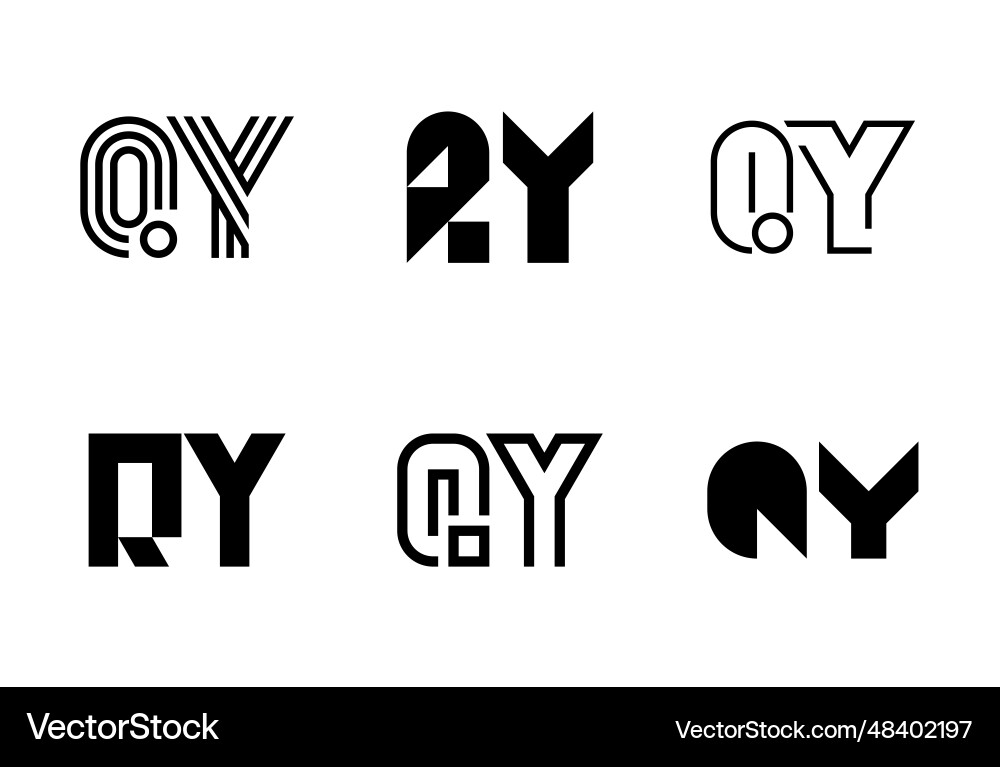 Set of letter qy logos Royalty Free Vector Image