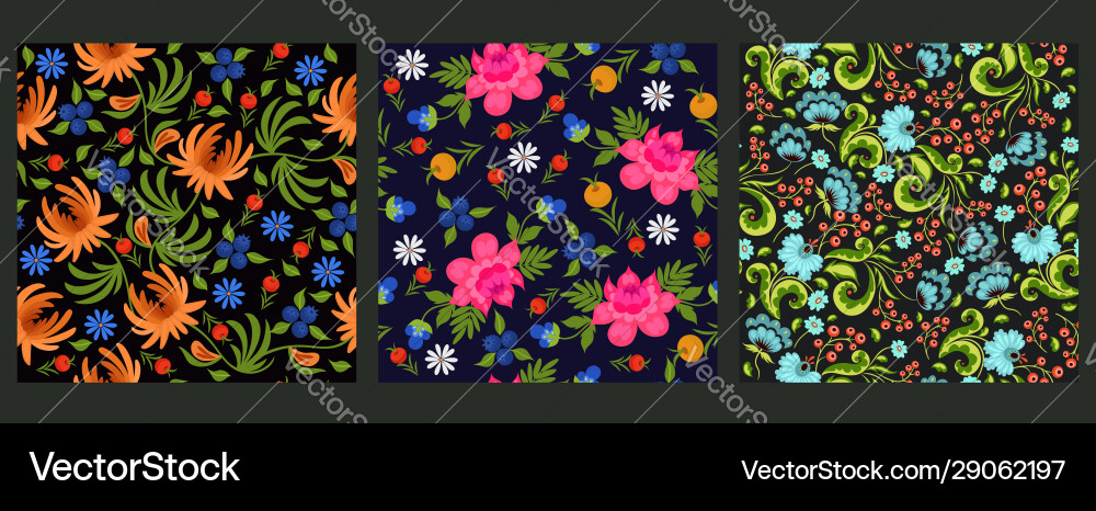 Set seamless floral patterns graphics Royalty Free Vector