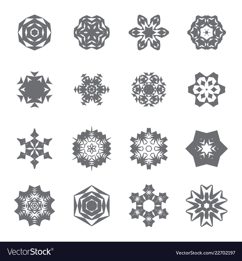 Simple snowflake icon collection isolated Vector Image