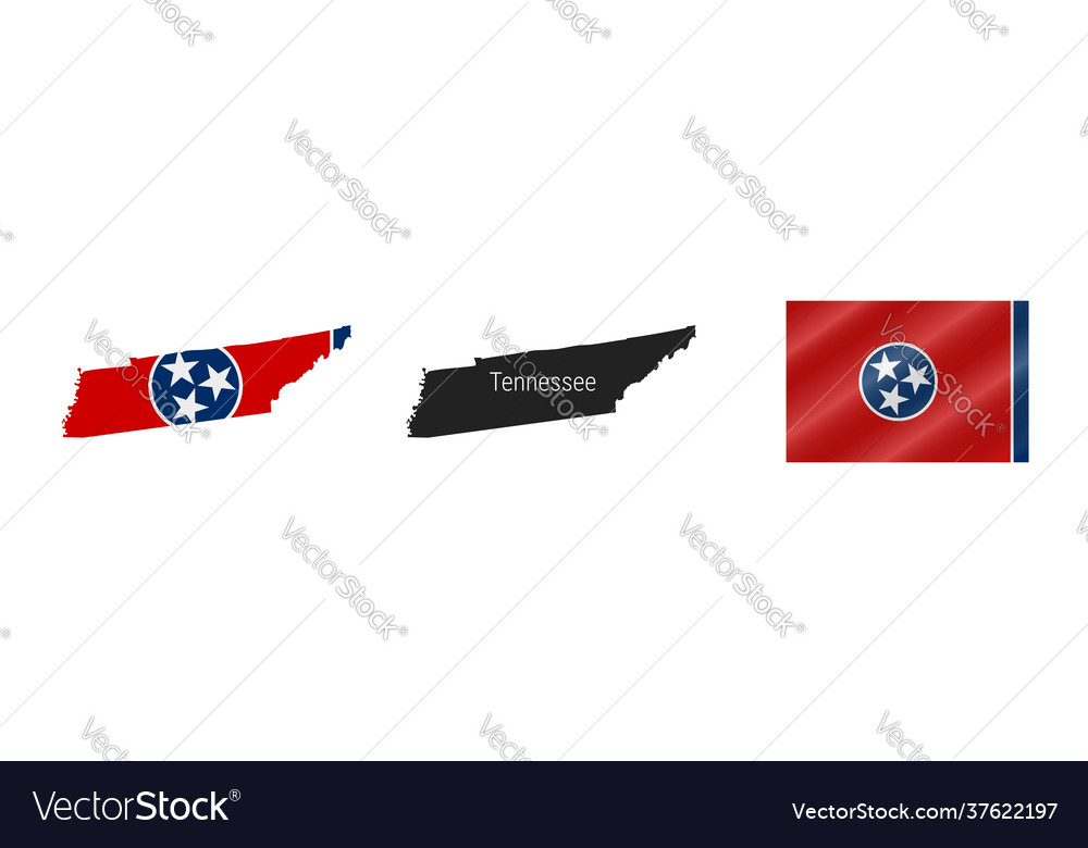 Tennessee us state detailed flag map Royalty Free Vector