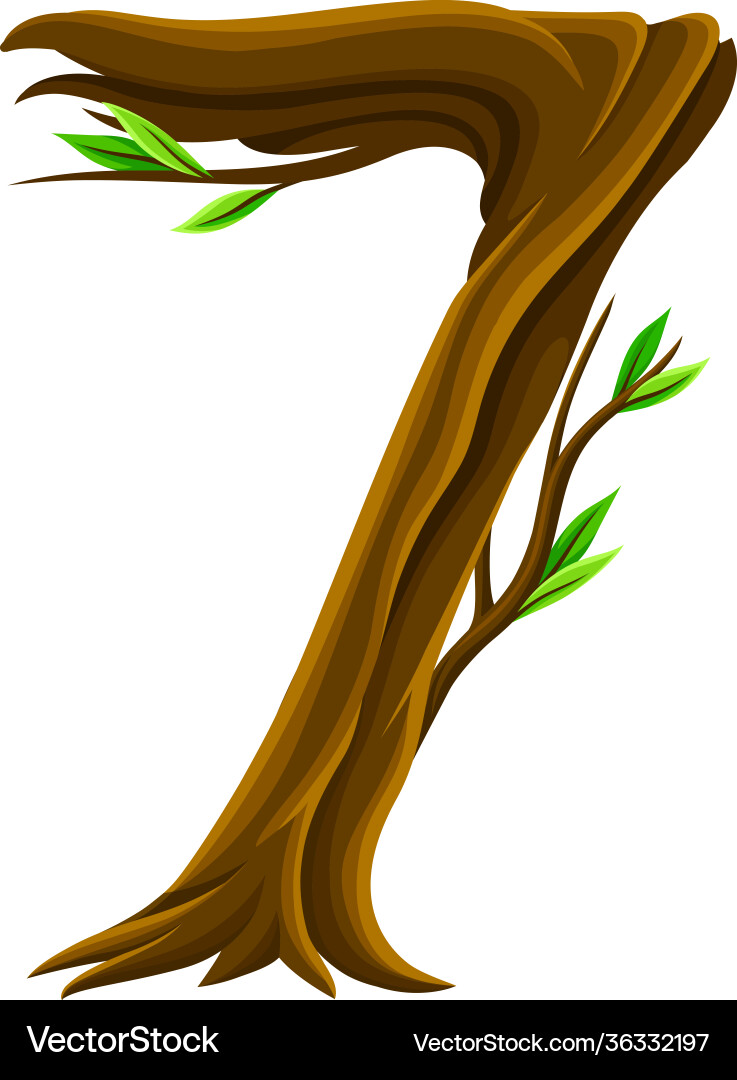 Woody number seven arranged from branching tree Vector Image