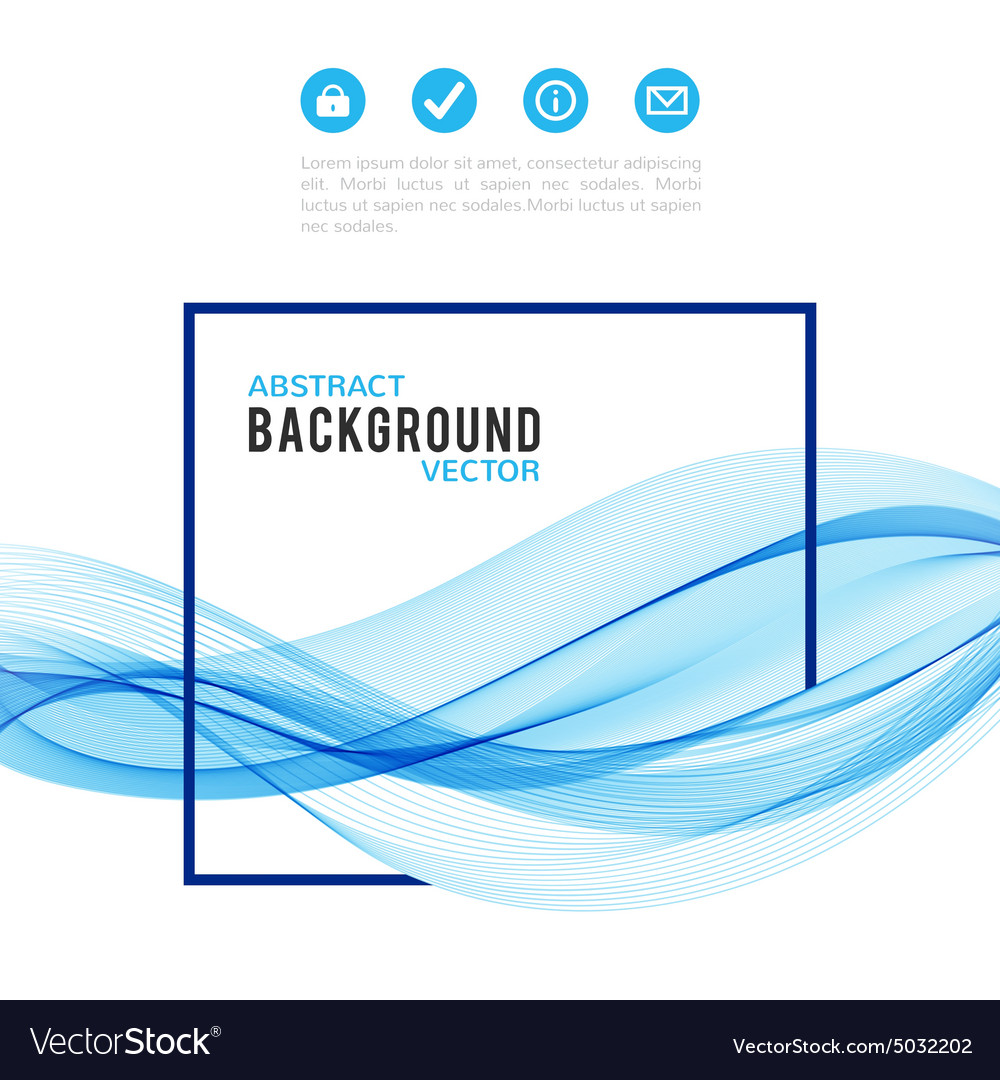 Abstract blue wave with frame isolated on white Vector Image